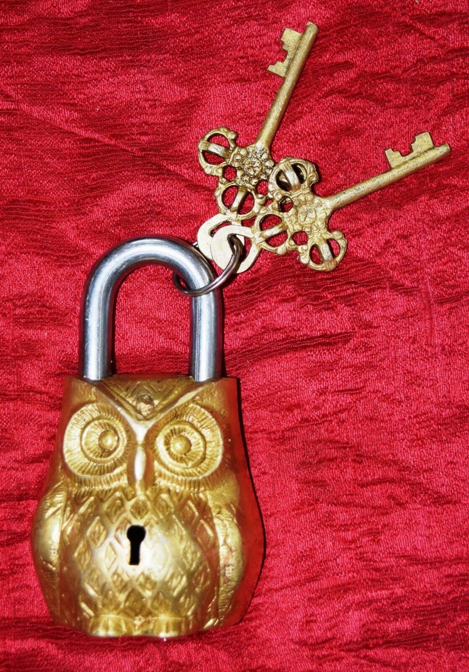 Set of 02 Pieces Brass Owl Lock With 02 Keys Properly - Etsy