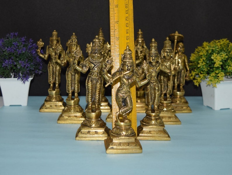 God Vishnu Dashavatar Statue | Set of 10 Brass Sculpture | Religious ...