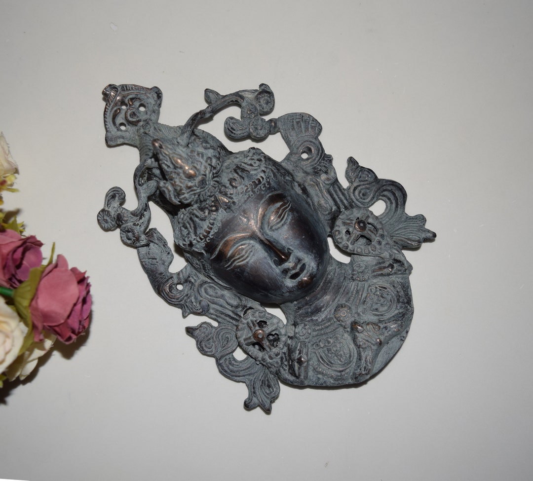 8'' Inches Tara Mask Wall Hanging Brass Head Sculpture | Buddhist Deity ...