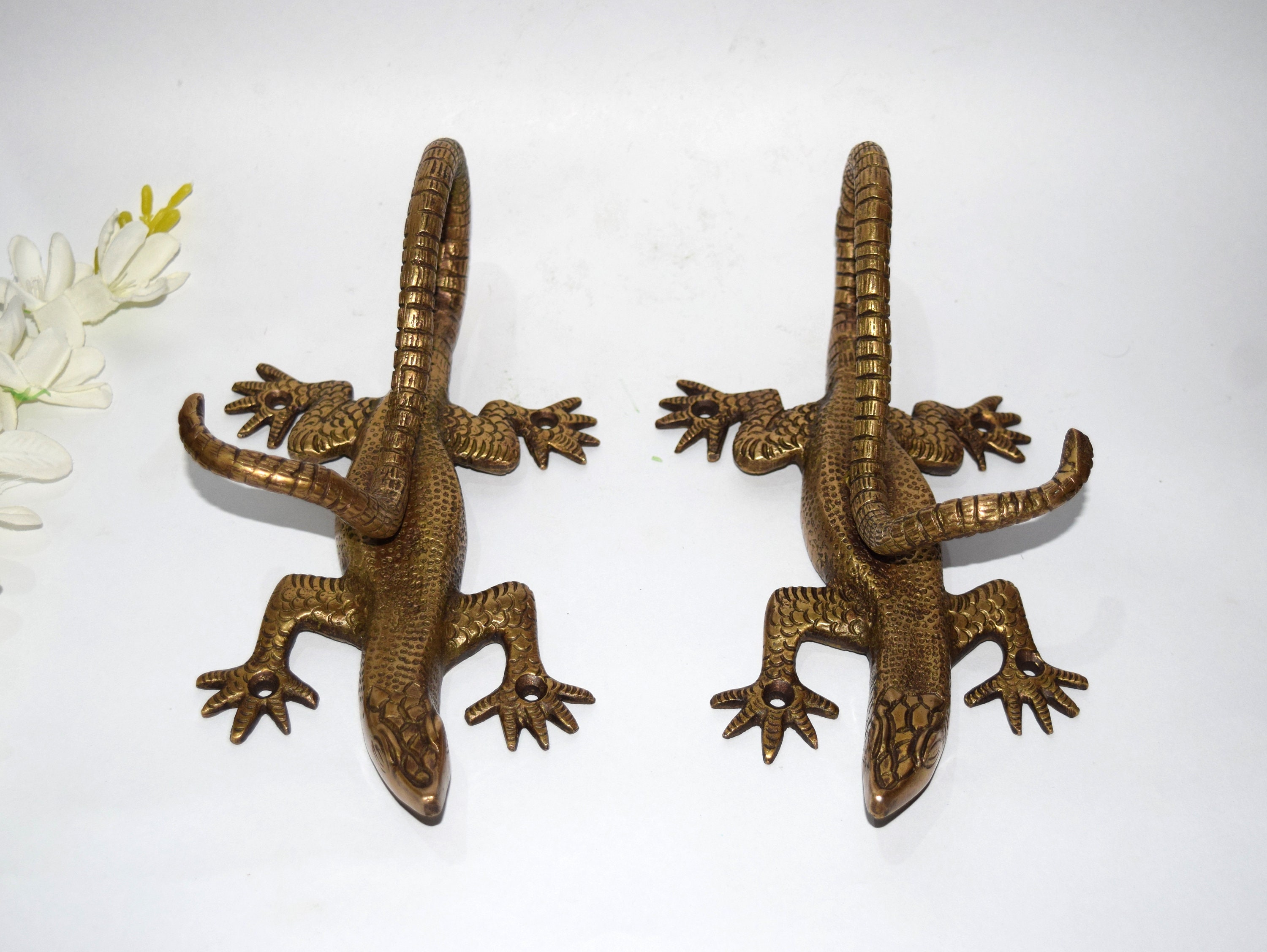 9 Inches Wild Lizard Door Handle Brass Reptile Dragon | Etsy