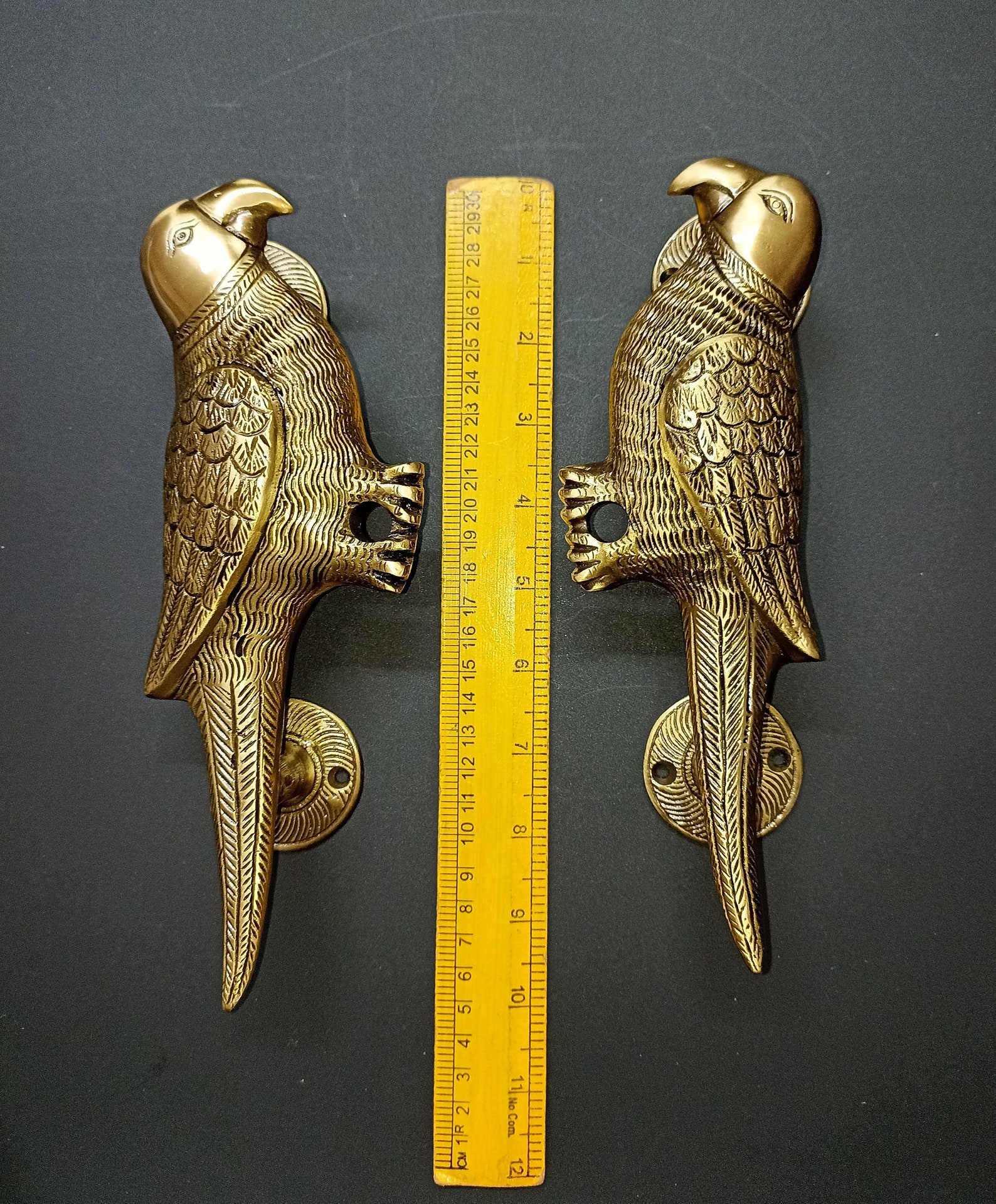 Macaw Bird Design Door Handle | Lacquered Brass Parrot Bedroom Door ...