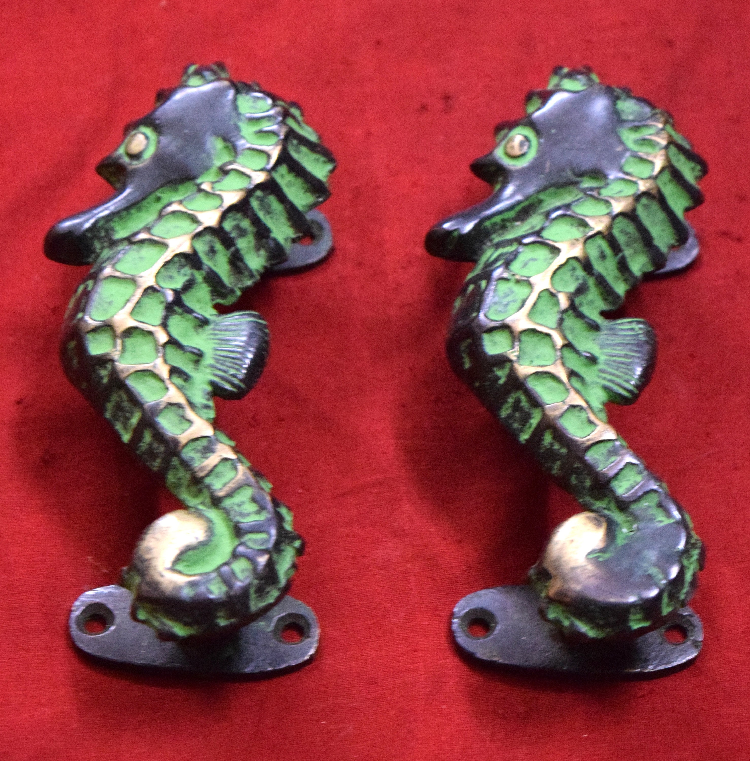 Handmade Sea Horse Design Door Handle Pair 6 Inches - Etsy UK