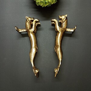 Raring Tiger Main Door Handles | Lacquered Brass Leaping Cheetah Door ...