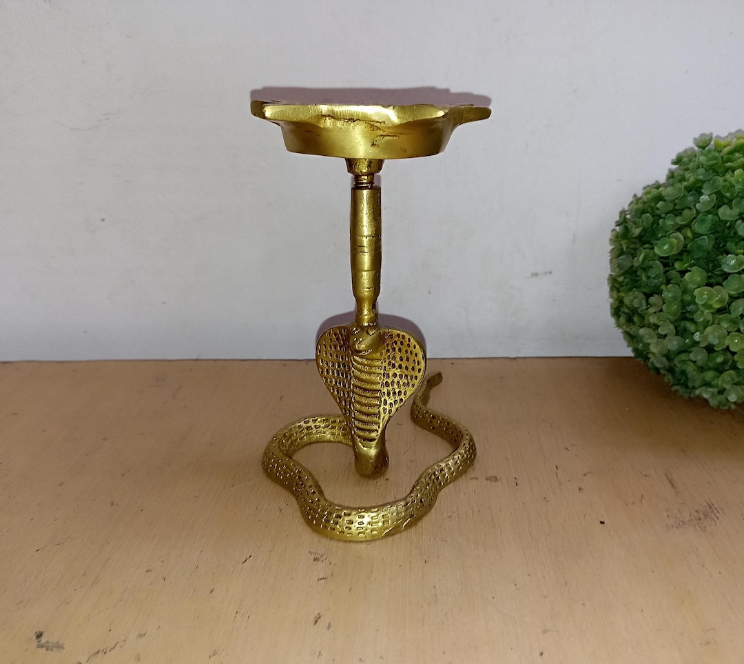 6.0" Inches Viper Snake With Lamp Mounted Statue | Brass Cobra Serpent ...