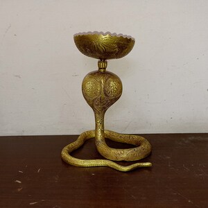 Snake Sculpture Table Lamp | Brass Reptile Idol Oil Wick Diya Outdoor ...
