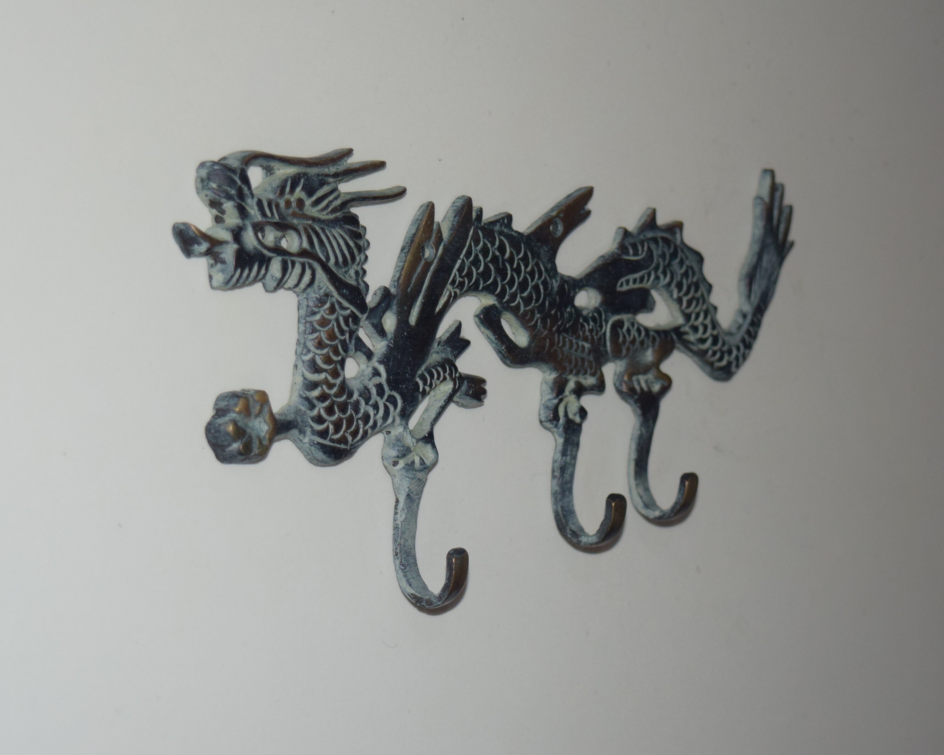 Handmade Sun Long Dragon Wall Hook | Antique Style Chinese Folk Brass ...