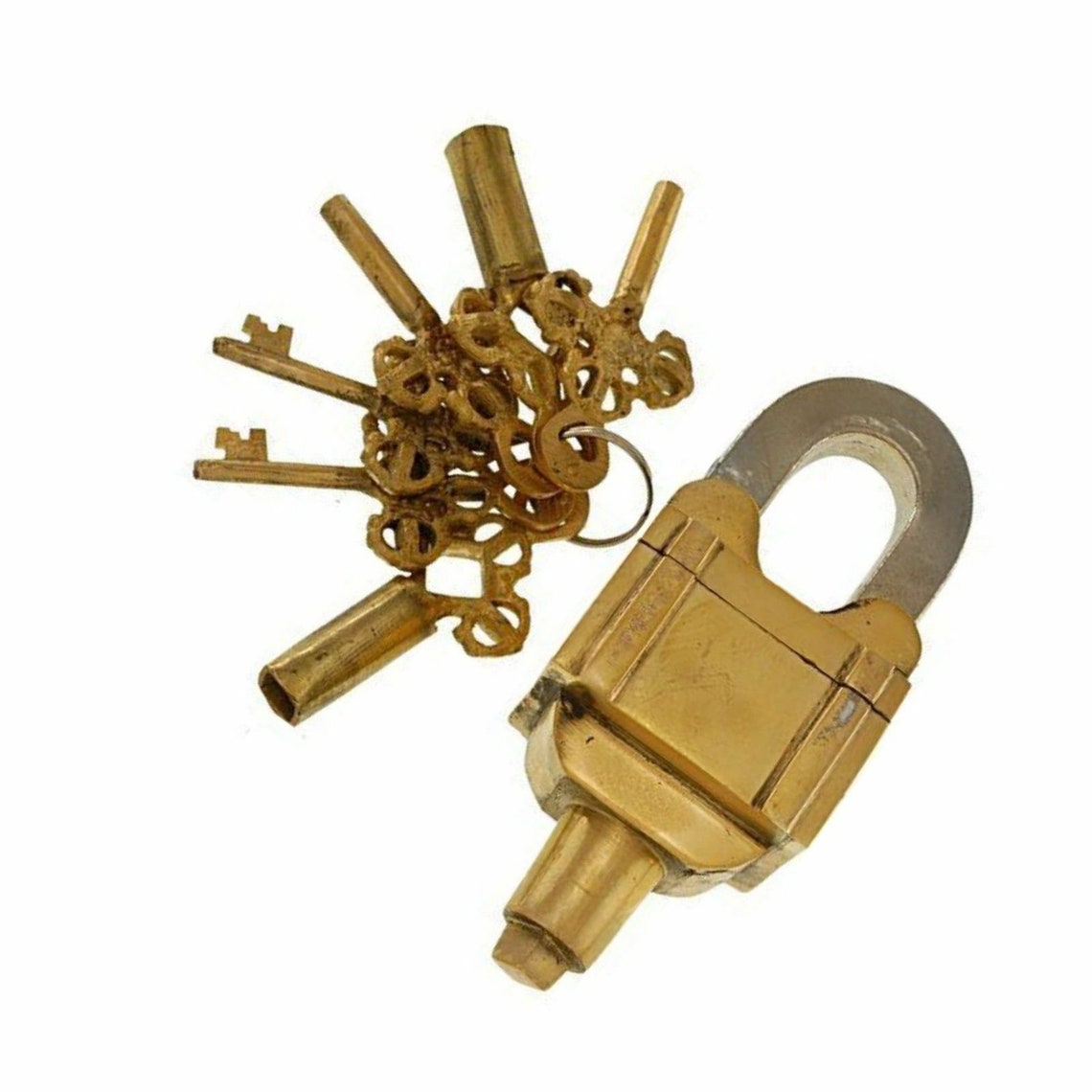 Brass Puzzle Lock Working Tricky Padlock With 06 Keys Security - Etsy