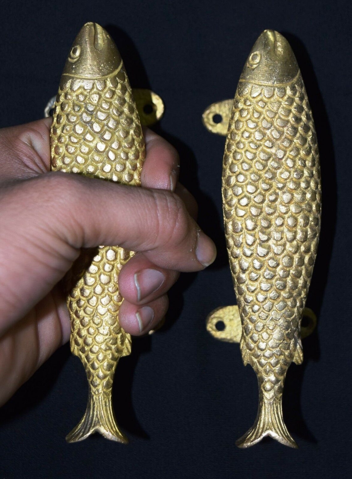 Fish Door Handle Pair Brass Gateway Door Hardware - Etsy