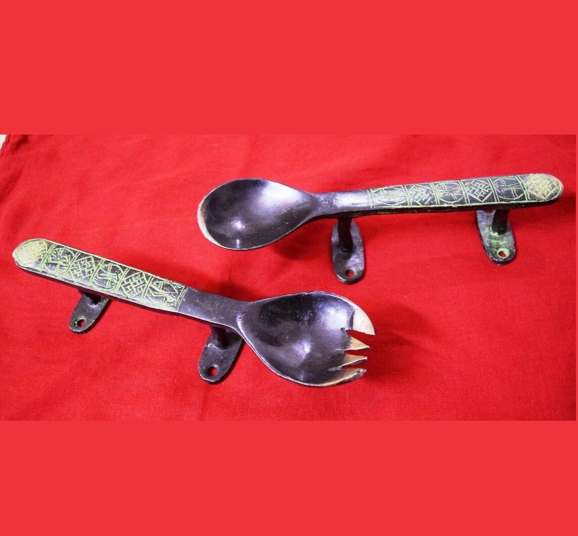 8.5 Inches Spoon And Fork Door Handle Brass Utensil Door | Etsy