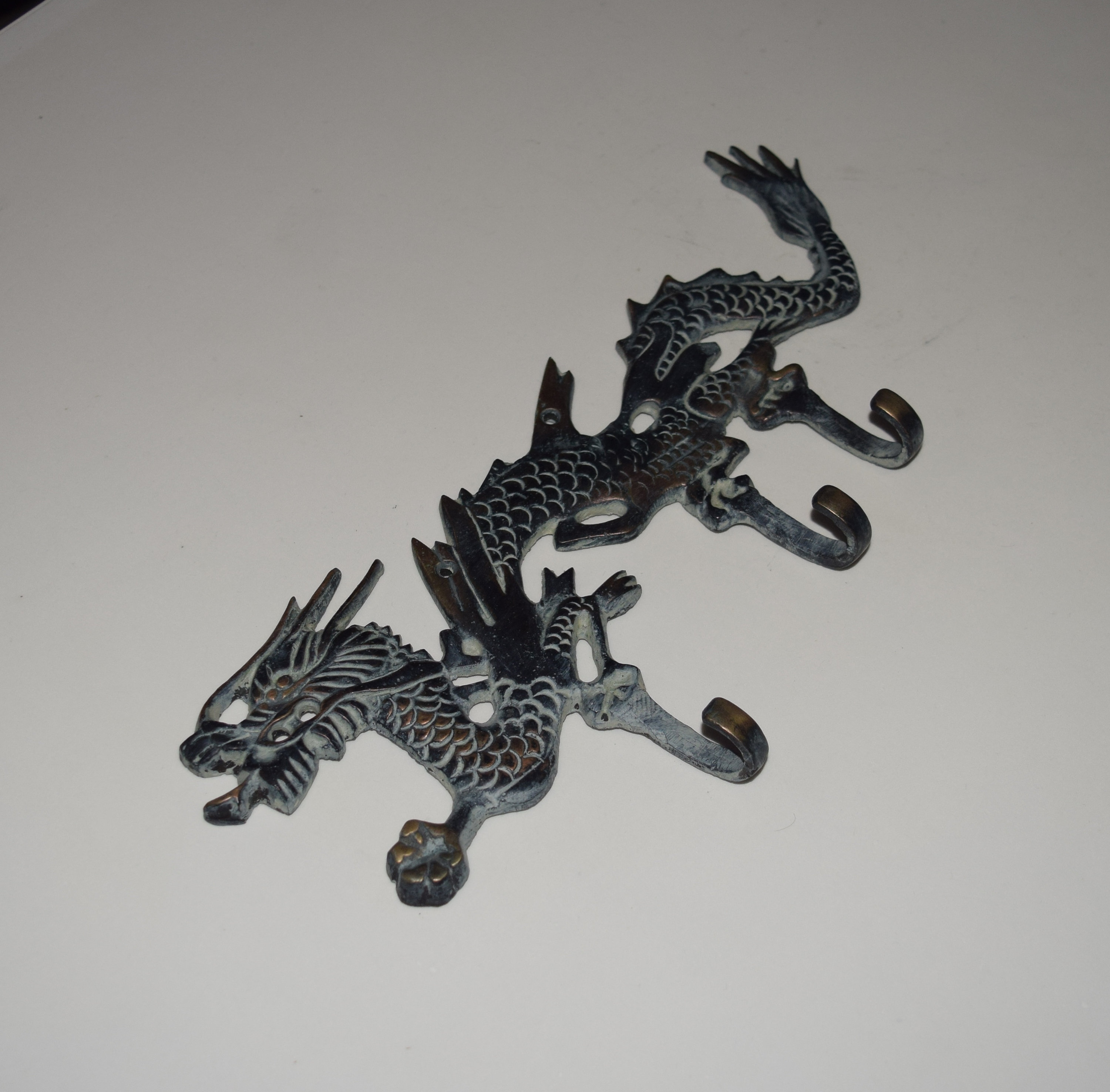 Handmade Sun Long Dragon Wall Hook | Antique Style Chinese Folk Brass ...