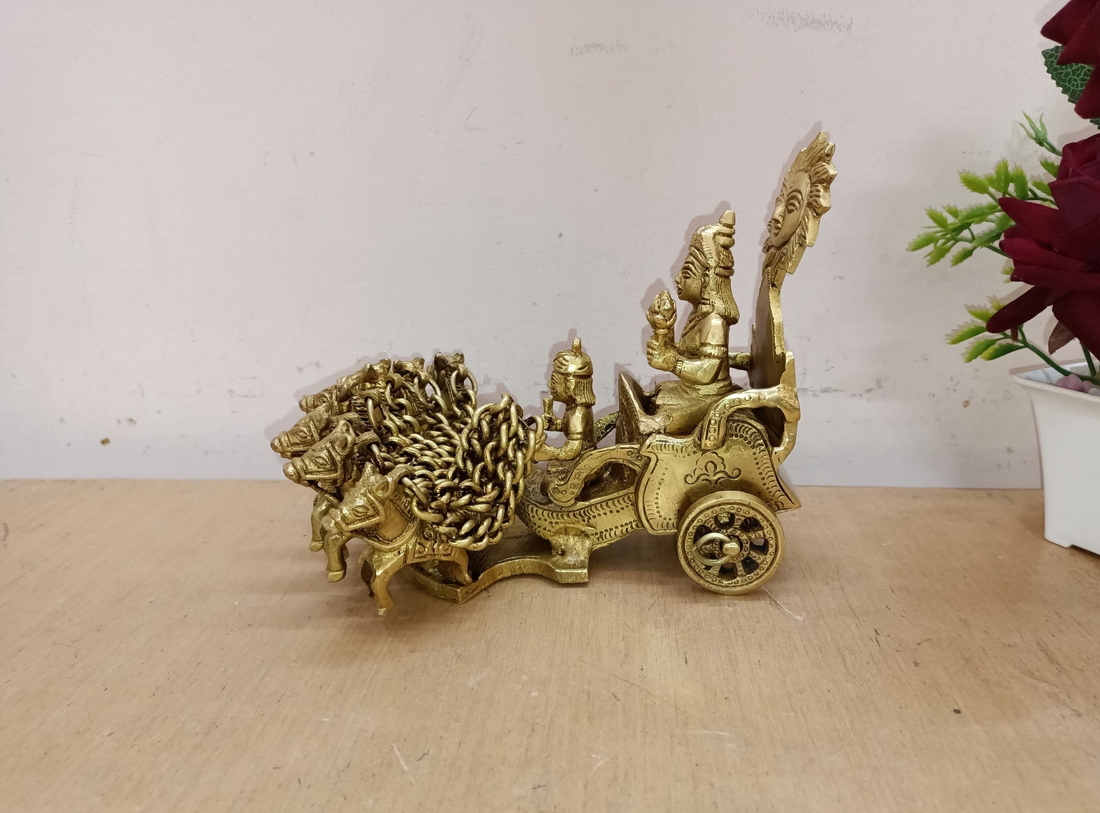 Lord Surya on His Seven Horses Chariot Brass Showpiece God Surya Dev ...
