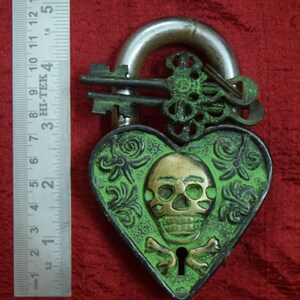 Heart Skull Lock With 02 Keys | Working Brass Padlock - Etsy
