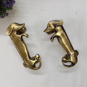 Greyhound Dog Shape Cabinet Puller Set | Lacquered Brass Husky Dog ...