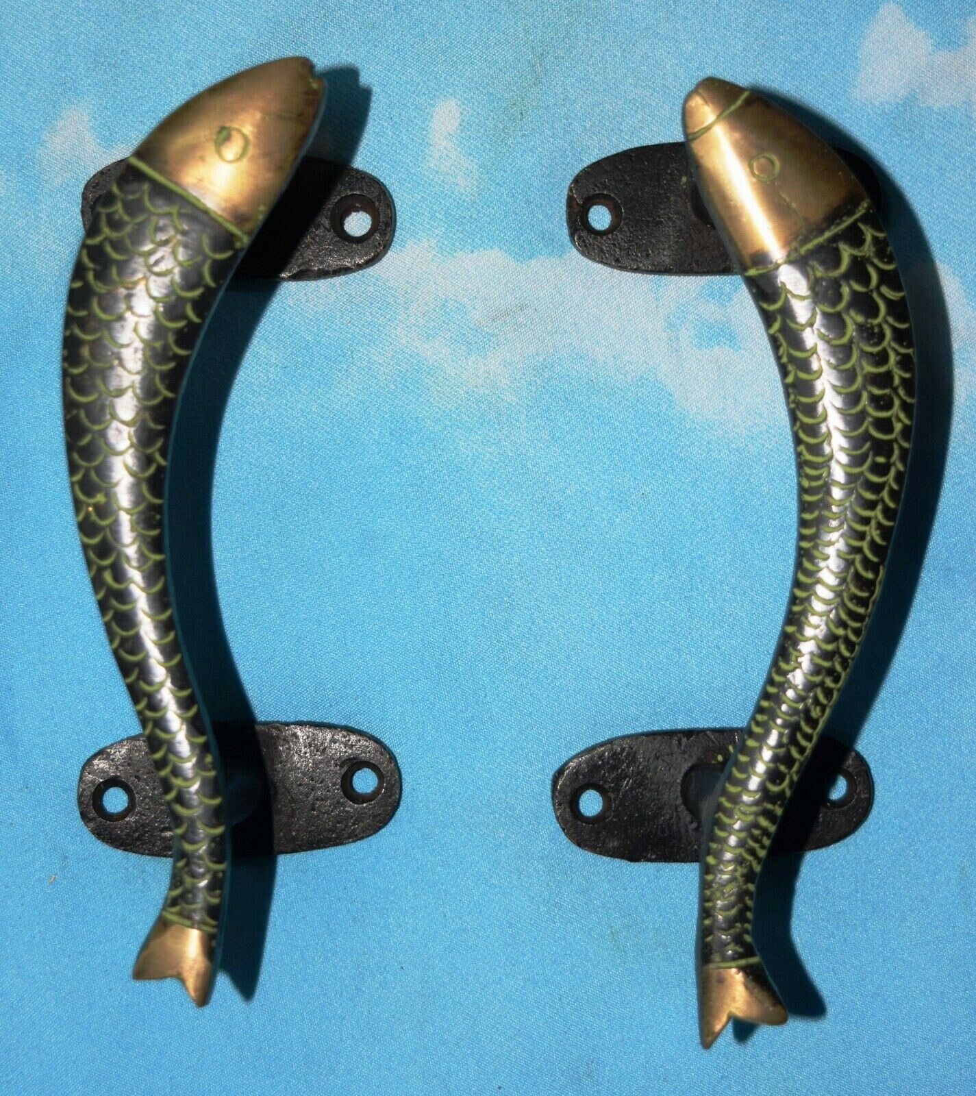 Fish Handle Pair in Golden Color Cabinet Pull Handle | Etsy