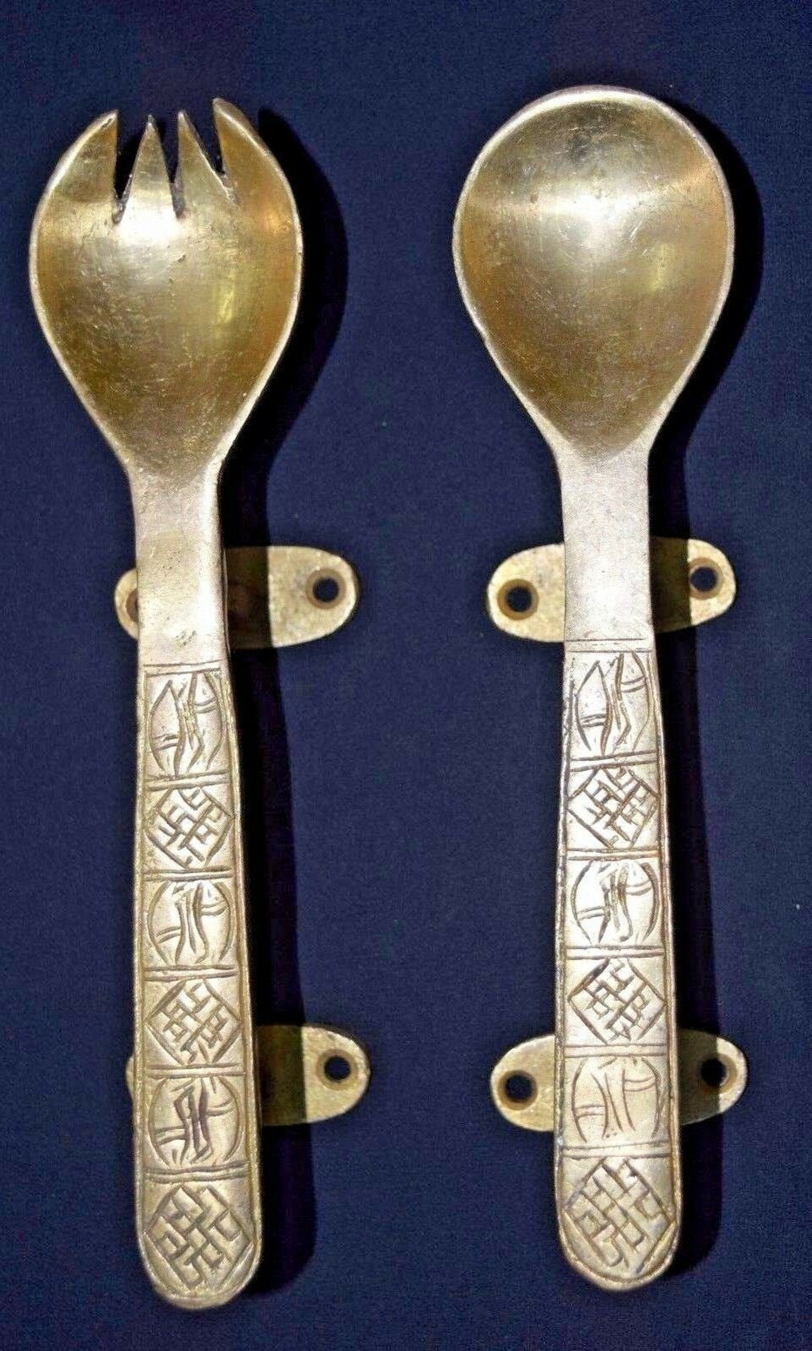 8.5 Inches Spoon And Fork Door Handle Brass Utensil Door | Etsy