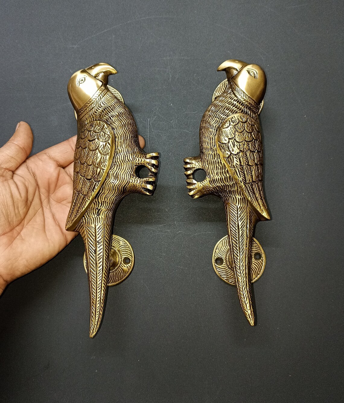 Macaw Bird Design Door Handle | Lacquered Brass Parrot Bedroom Door ...