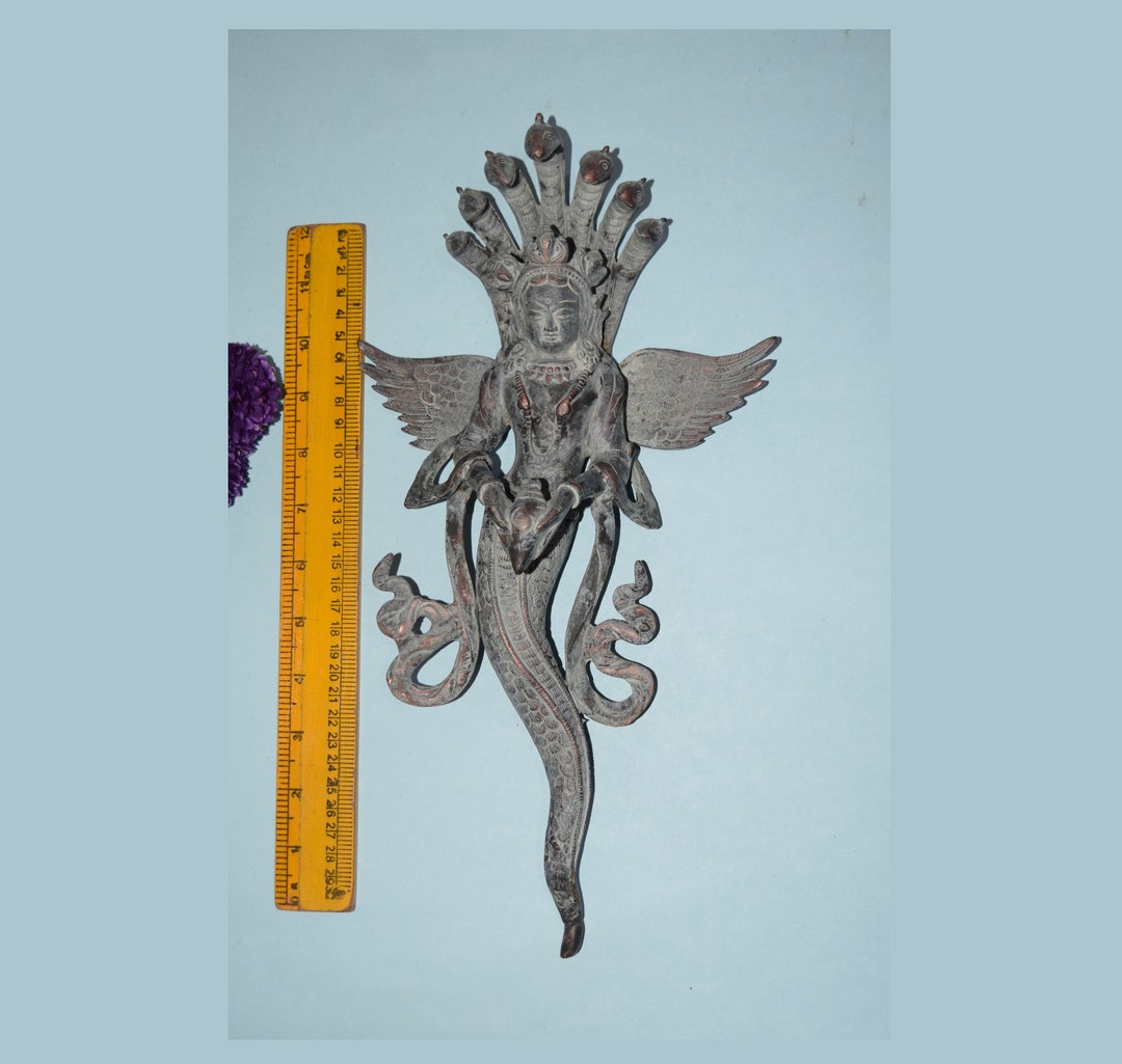Naag Kanya Wall Hanging Statue 13.5'' Inch Long | Brass Mermaid Holding ...