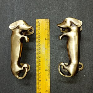Greyhound Dog Shape Cabinet Puller Set | Lacquered Brass Husky Dog ...