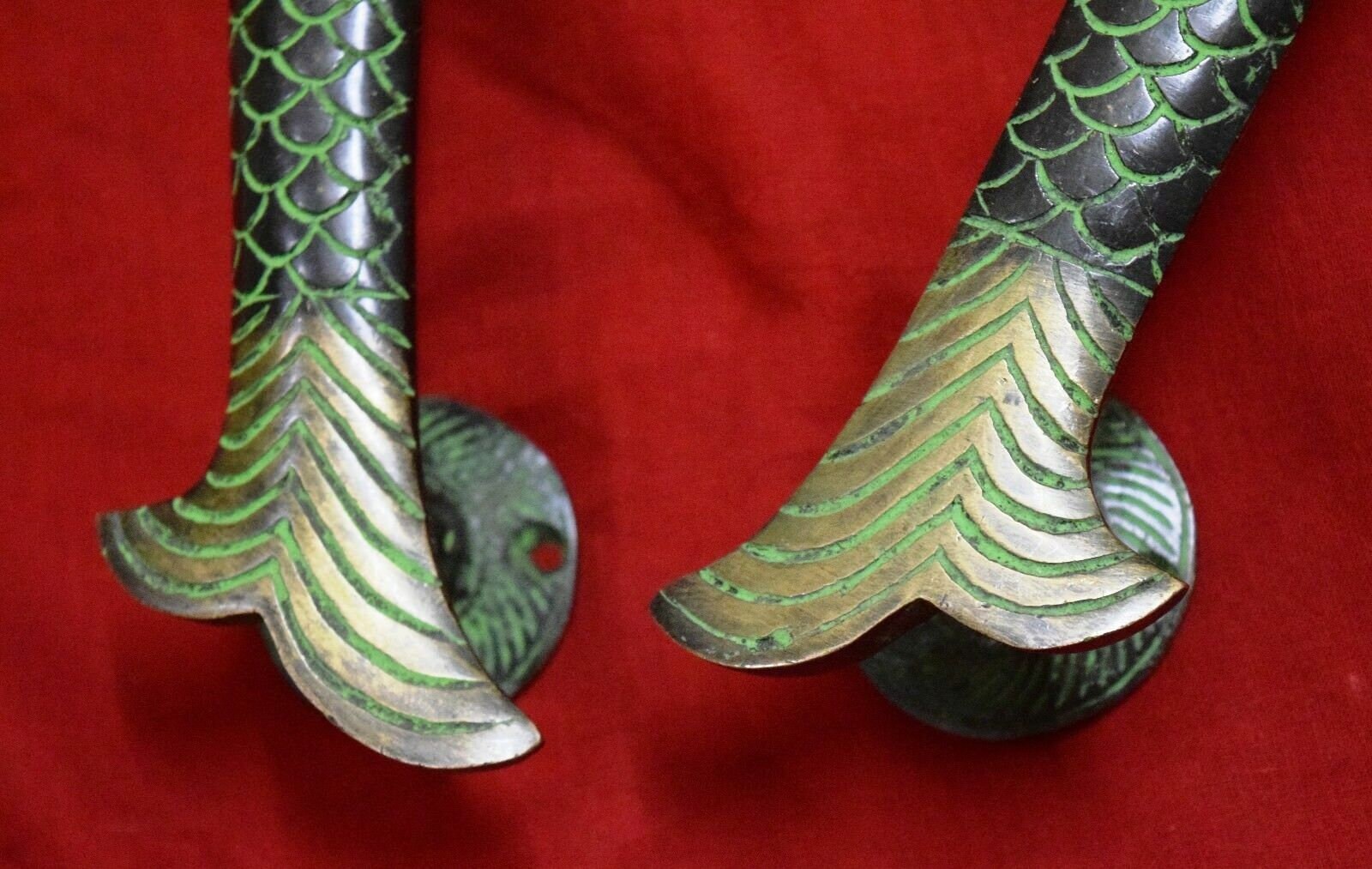 Rainbow Trout Fish Door Handle Pair in Multi Color Handmade Brass ...