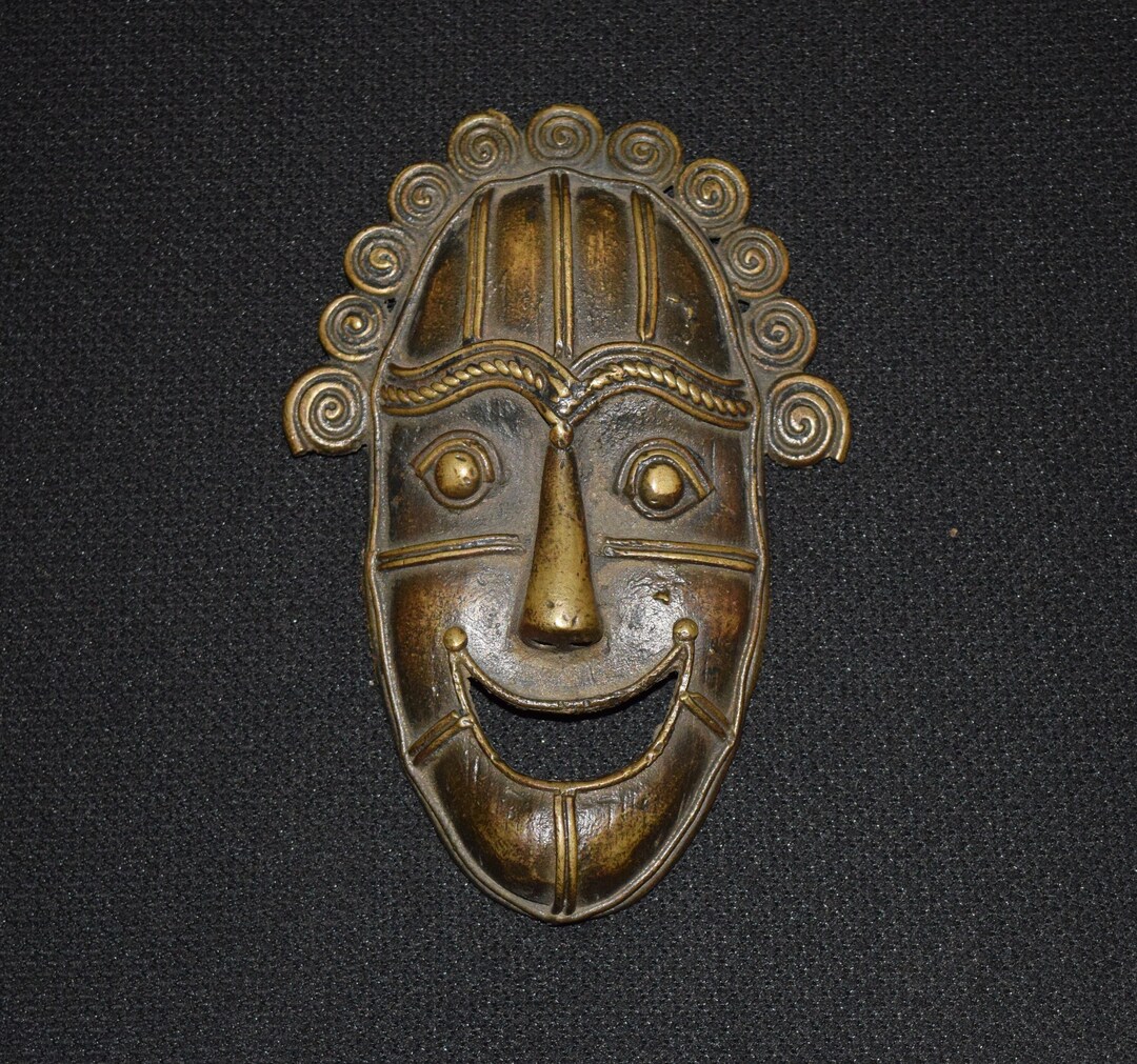 Bastar Art Happy Man Face Mask Wall Hanging | Brass Primitive Man ...