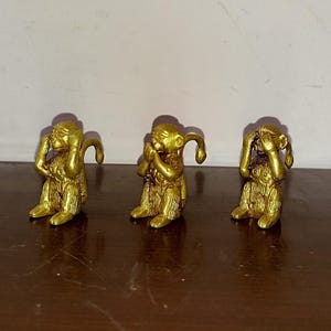 Three Monkeys Idol Symbols of Peace | Brass Chimpanzee Paperweight ...