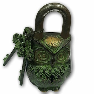 Set of 02 Pieces Brass Owl Lock With 02 Keys Properly Working Security ...