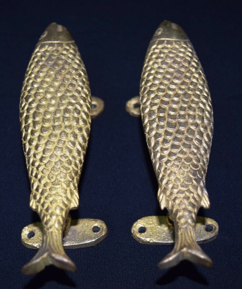 Fish Door Handle Pair Brass Gateway Door Hardware - Etsy