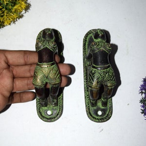 Girl Yoga Figurine Door Handle Pair | Brass Door Accessories OGL - Etsy