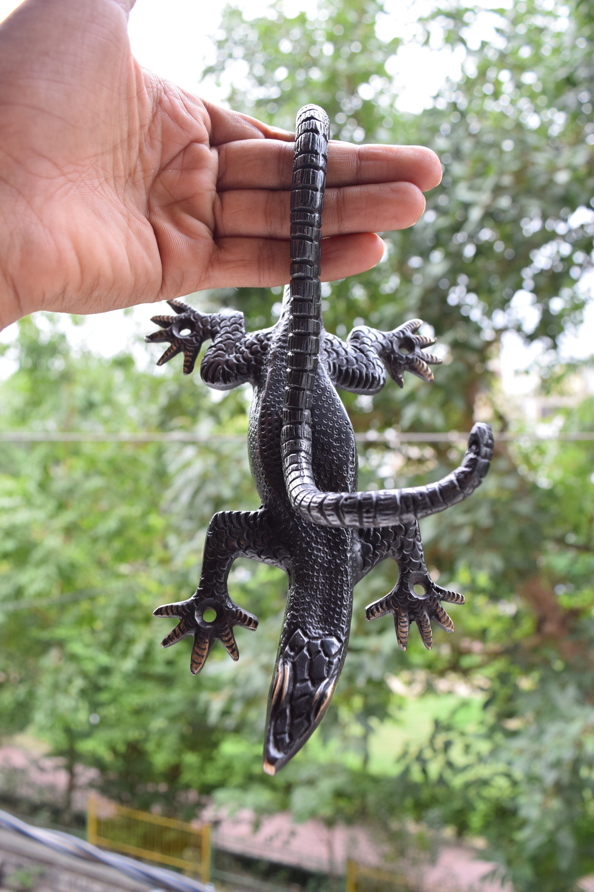 Black Cambodian Lizard Handle Set Brass Reptile Design Door | Etsy