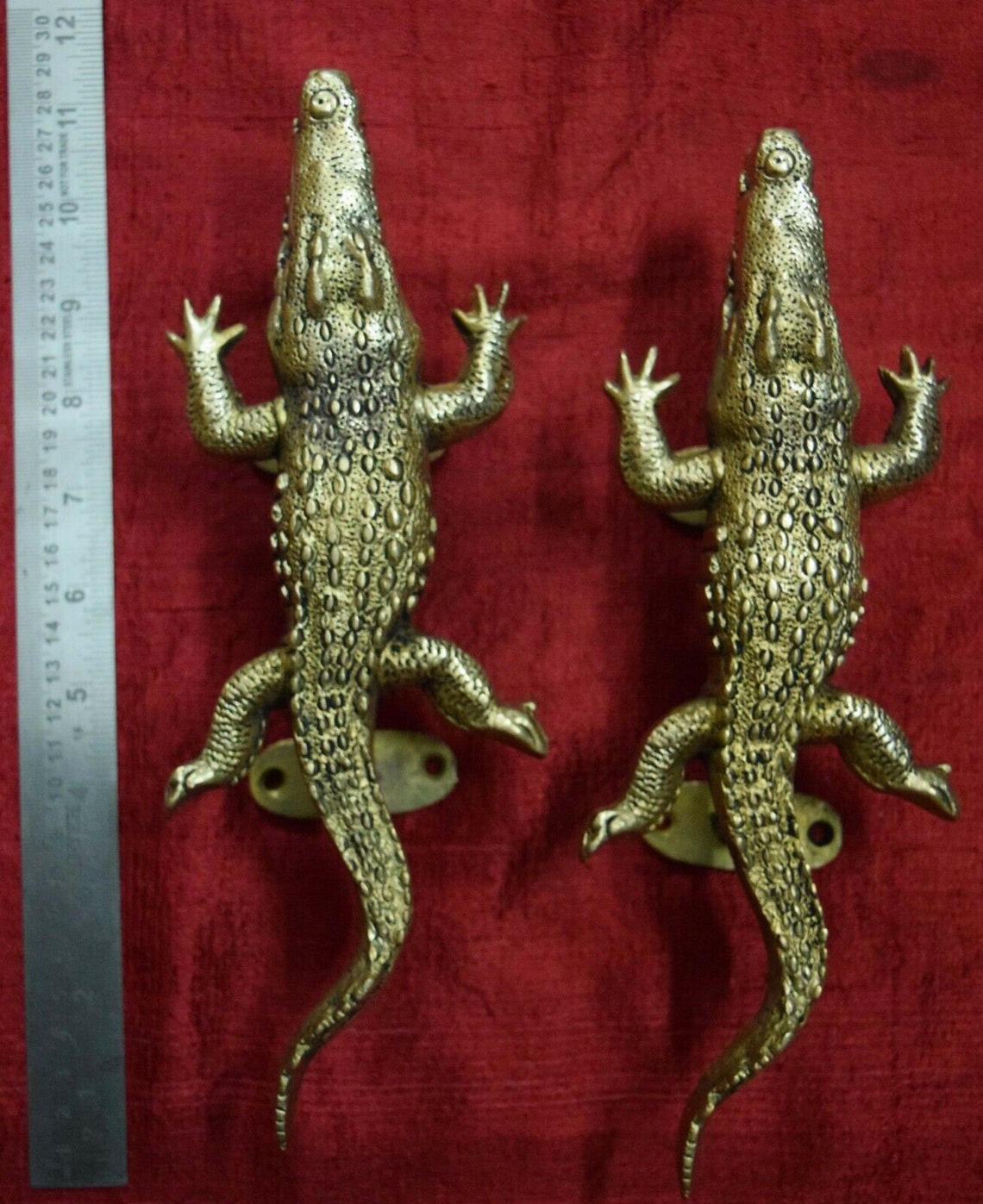 Wild Lizard Door Handle Brass Crocodile Door Pull | Etsy