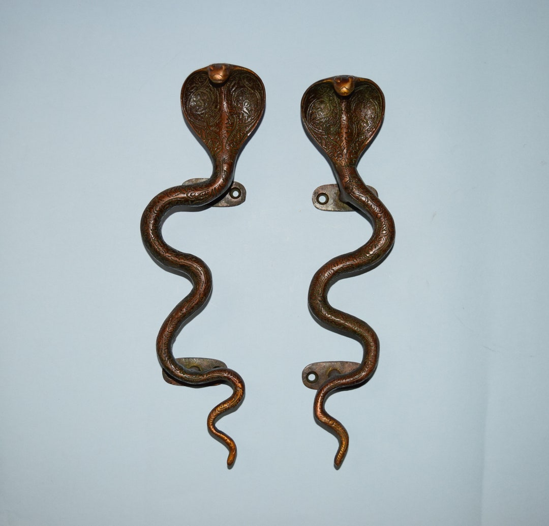 Python Snake Door Handle Pair Brass Cobra Design Door Pull 11.5 Inches ...