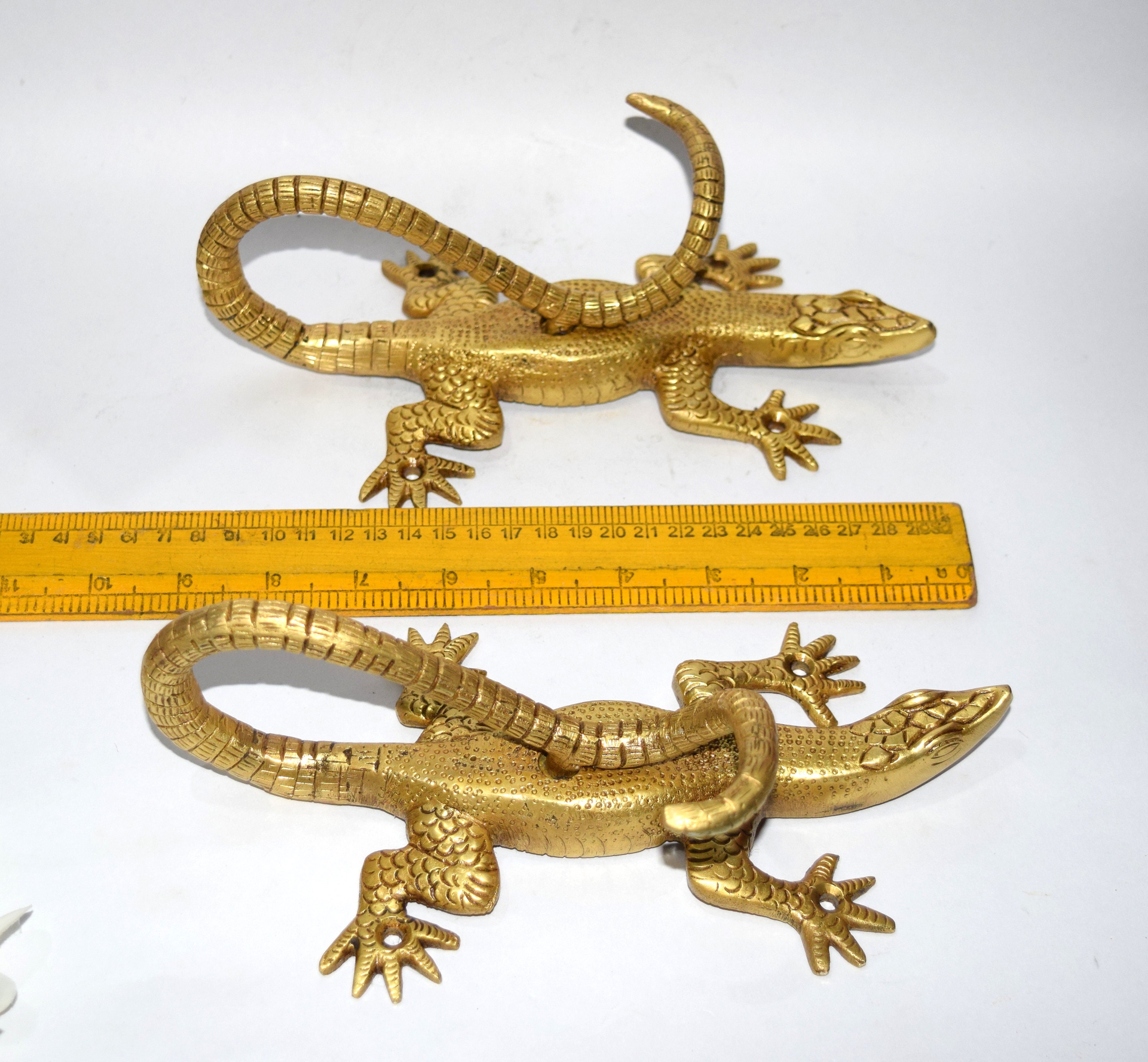 9 Lizard Door Handle Pair Brass Cambodian Dragon Door - Etsy