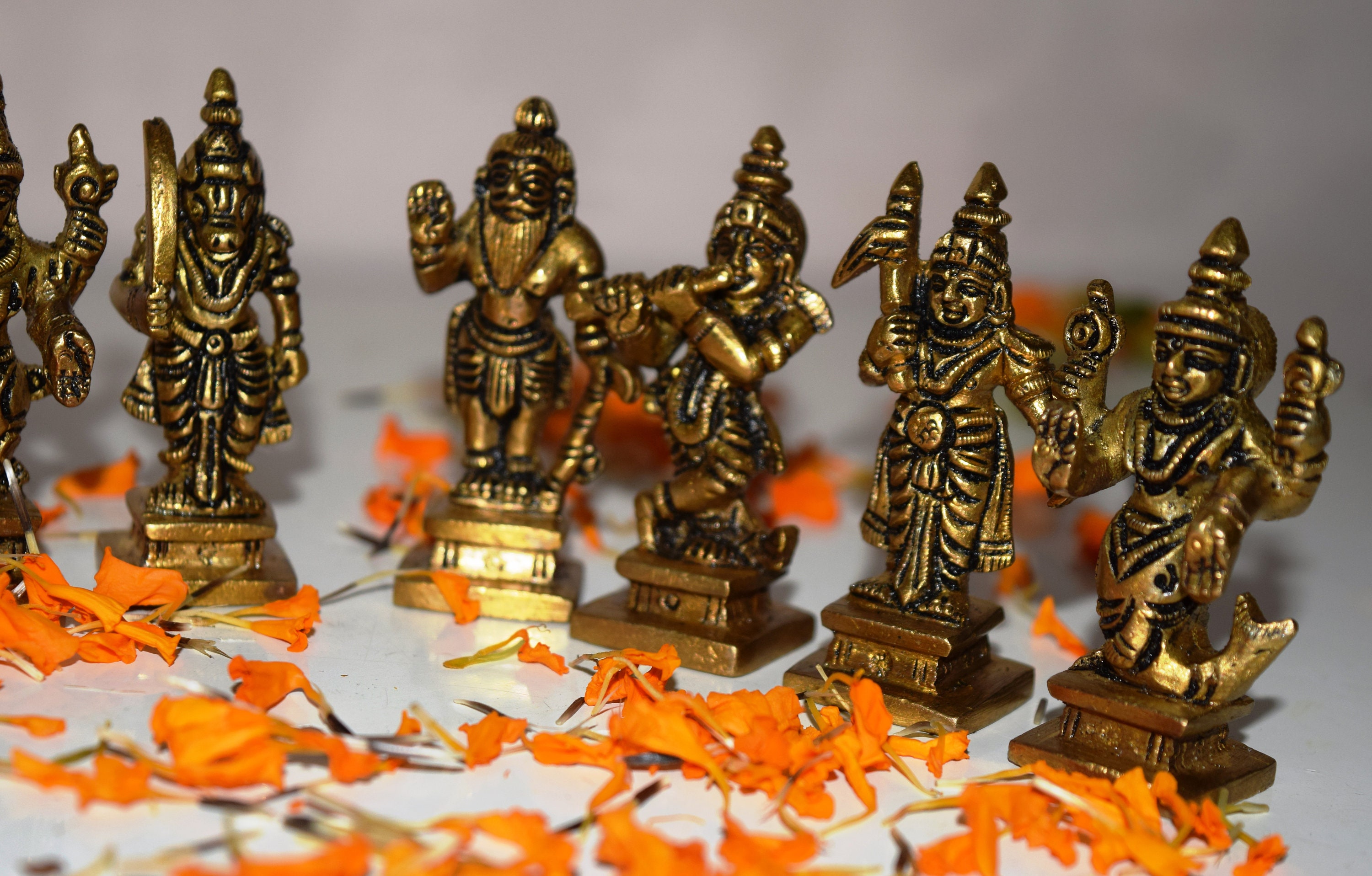 Set of 10 Pieces Hindu God Dashavatara Brass Statues | Etsy