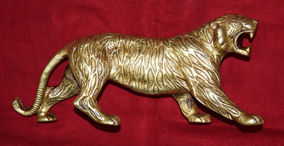 Bengal Tiger Statue Brass Malayan Tiger Figurine Statue | Etsy