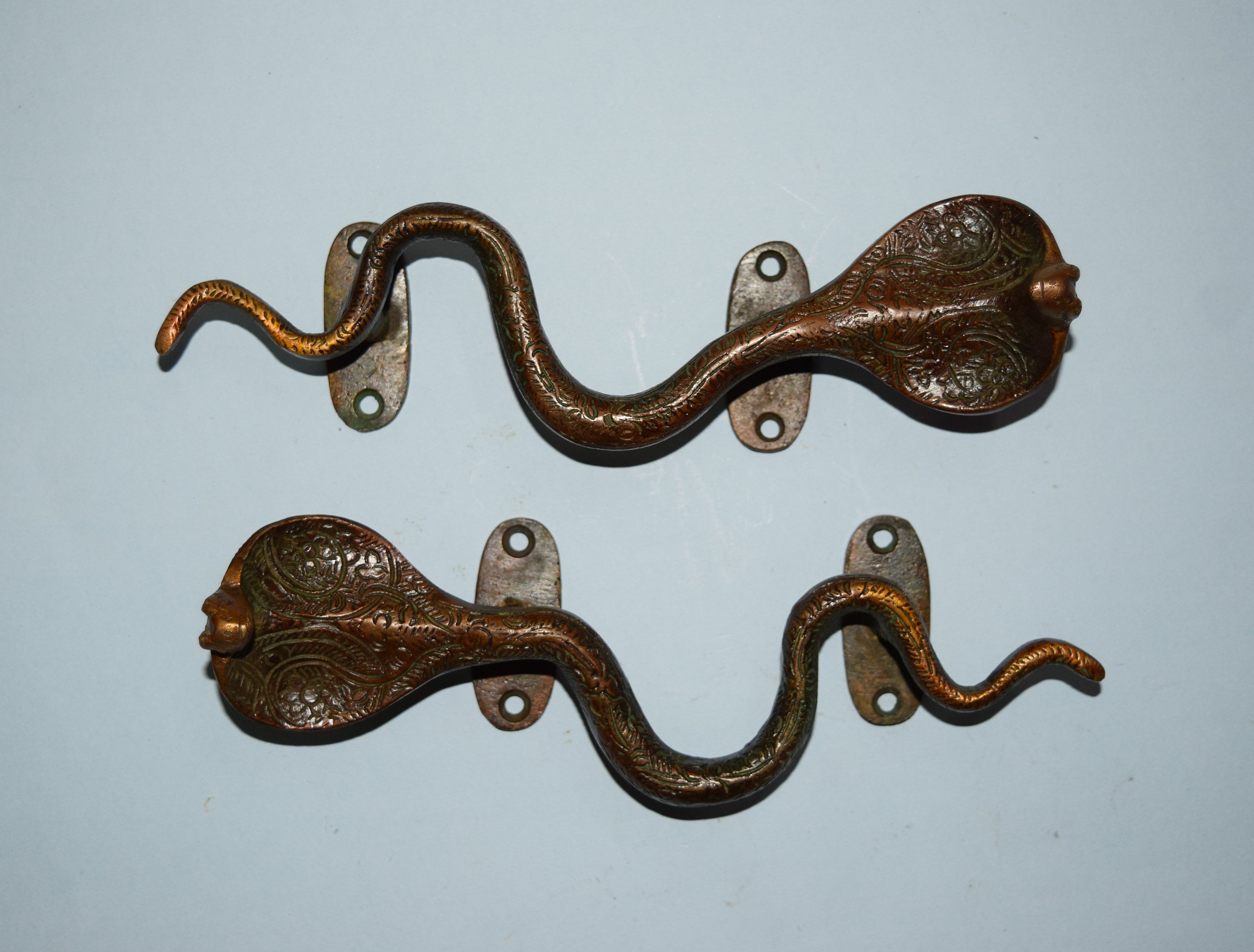 Exquisite Snake Handle Brass Door Handle Pair 8.5 | Etsy