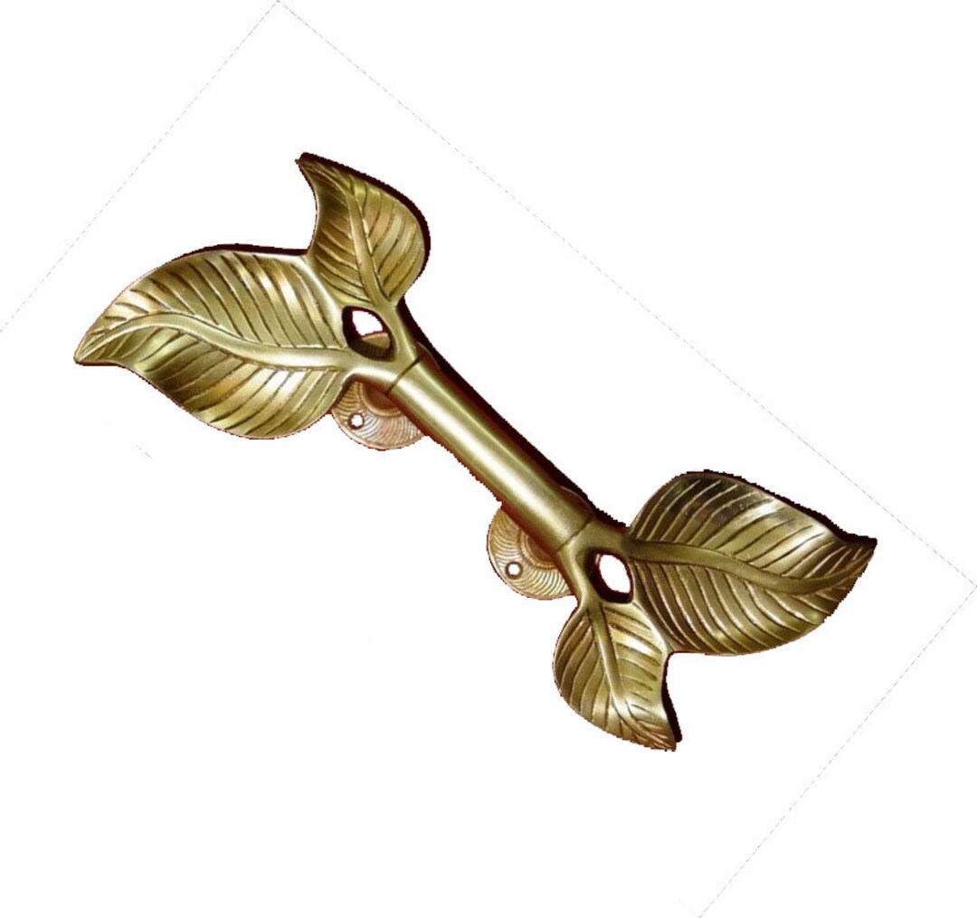 Brass Leaf Door Pull | 12'' Inches Double Leaf Shape Handle | Garden ...