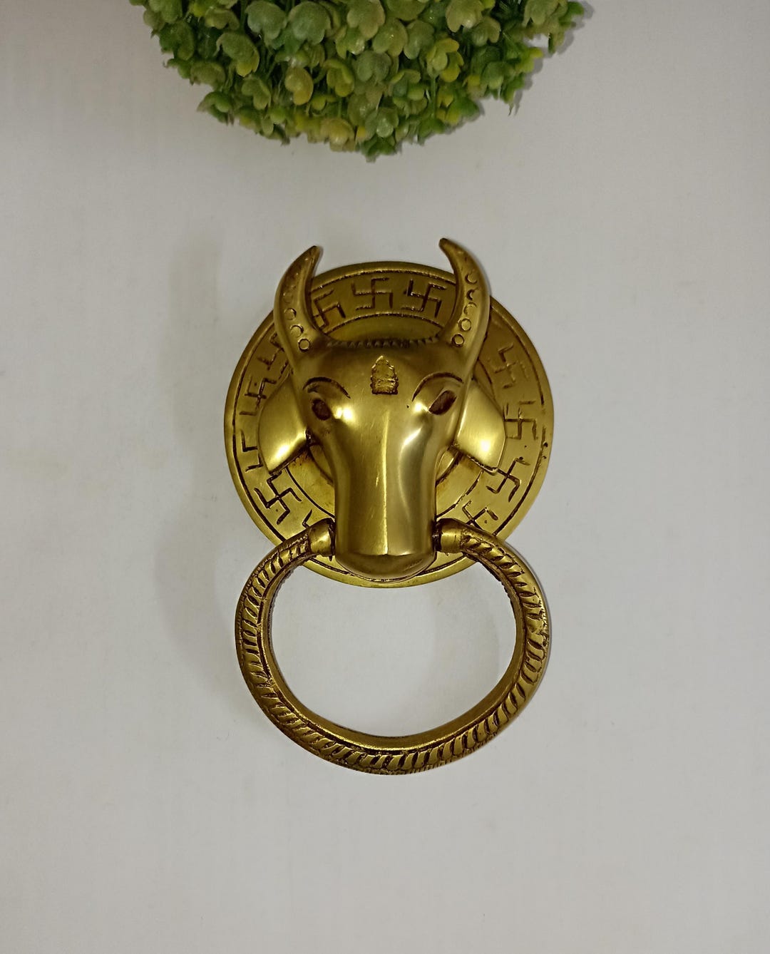 Shiva's Nandi Face Door Bell | Brass Cattle Bull Head Design Door ...
