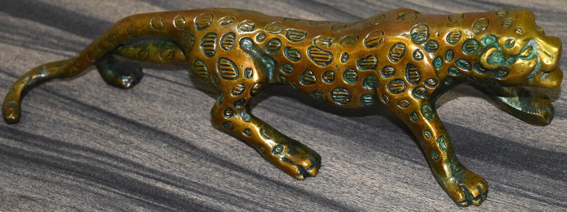 Brass African Leopard Statue Black Panther Jungle Lion | Etsy