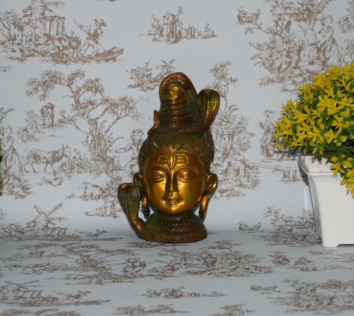 Lord Shiva With Vasuki Statue Brass Temple Religious - Etsy