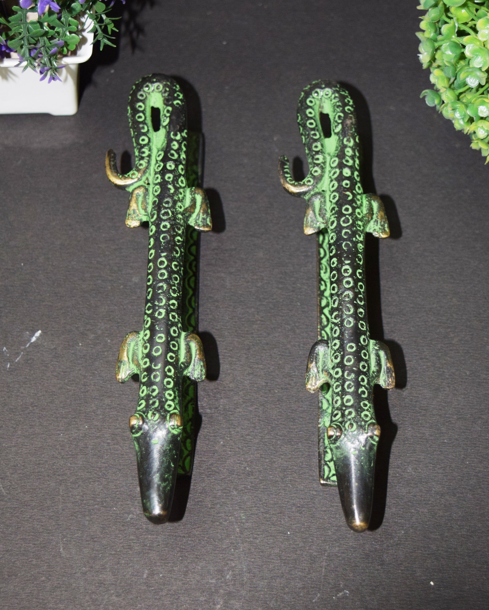 7 Inches Alligator Door Handle Brass Lizard Door Pull - Etsy