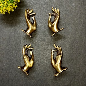 Lacquered Brass Hand Design Wardrobe Knobs | Yoga Girl Hand Shape ...