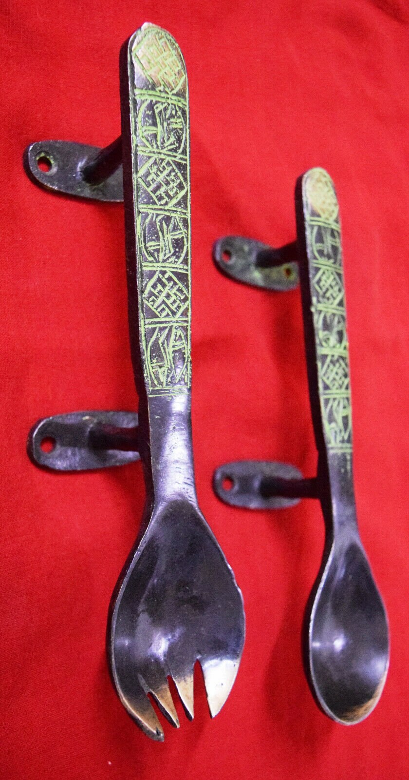 8.5 Inches Spoon And Fork Door Handle Brass Utensil Door | Etsy