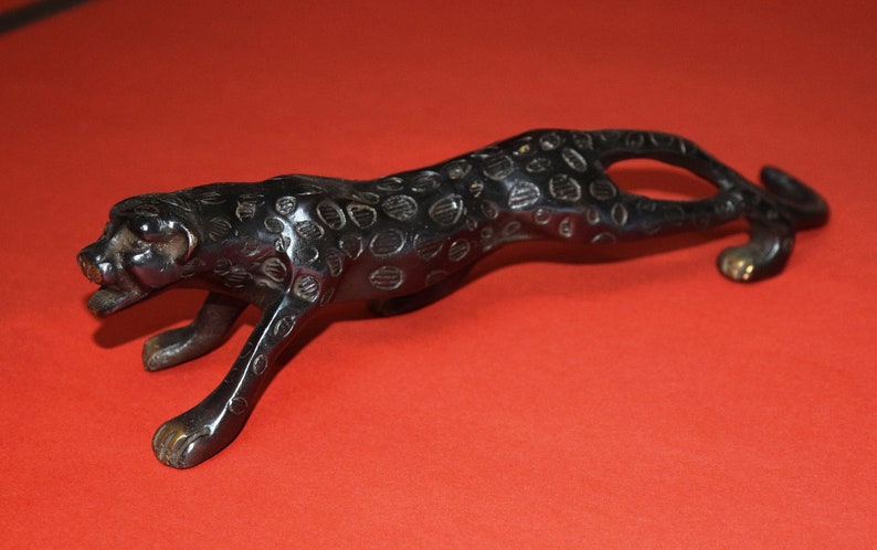 Brass Elegant Crouching Panther Statue Ready to Strike - Etsy