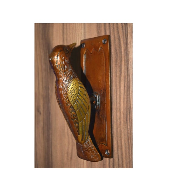 Woodpecker Knocker Brass Bird Theme Door Bell Copper Brown | Etsy
