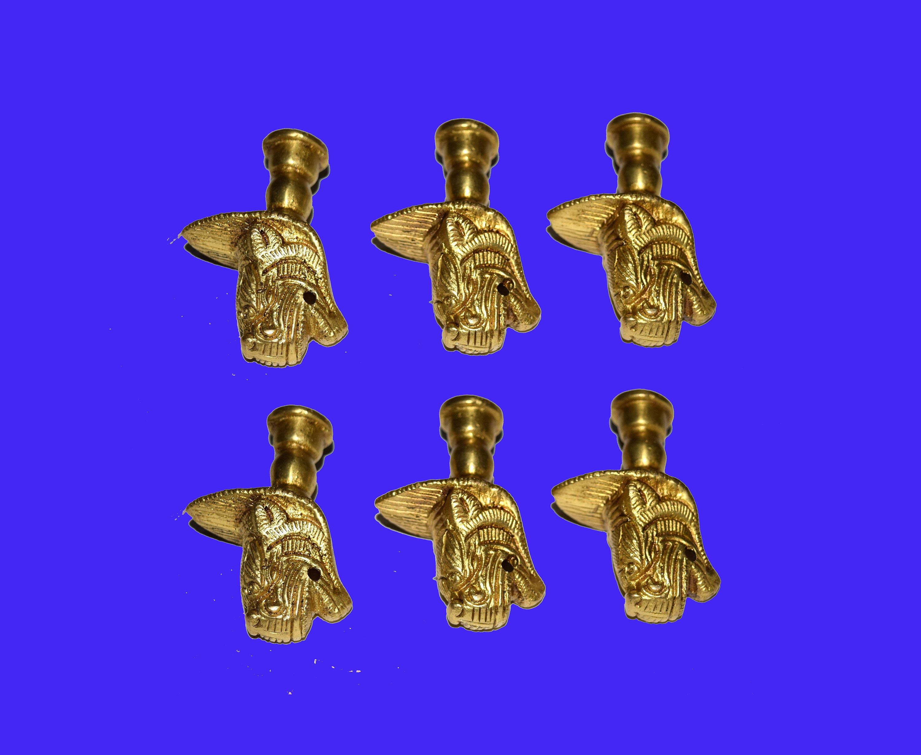Dragon Head Knobs Set of 06 Pieces Brass Metal Yali Design - Etsy