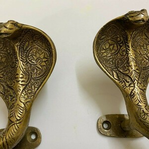 Brass Snake Shape Door Handle Pair Handmade Kaaliya Naag Door Pull ...
