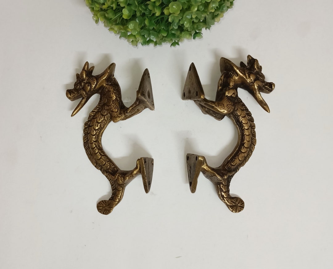 Fire Dragon Design Kitchen Cabinet Puller | Brass Mythical Creatures ...