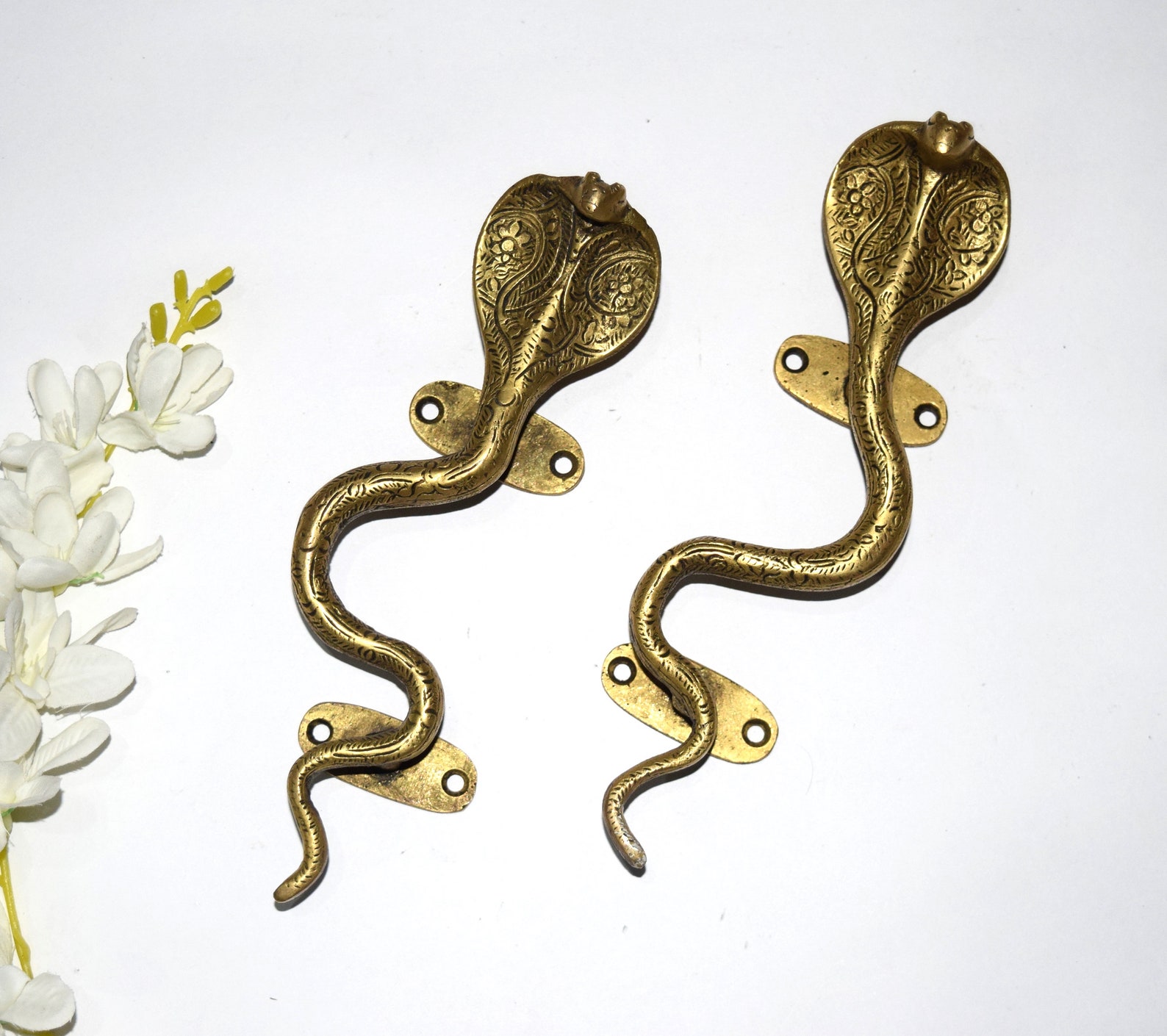8.5 Inches Beautiful Snake Door Handle Pair Brass - Etsy