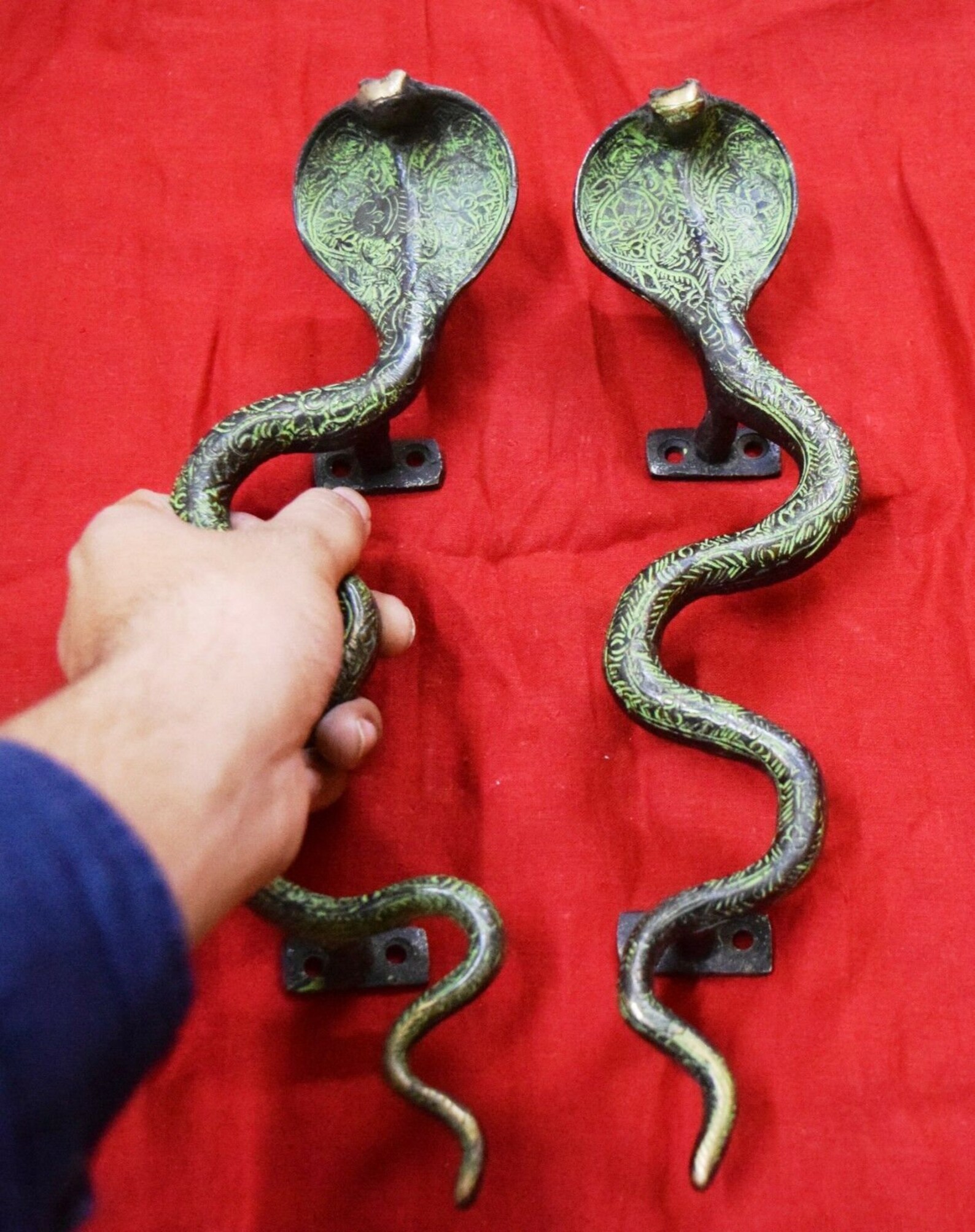 Snake Door Handle Brass Cobra Python Shape Gate Pull - Etsy