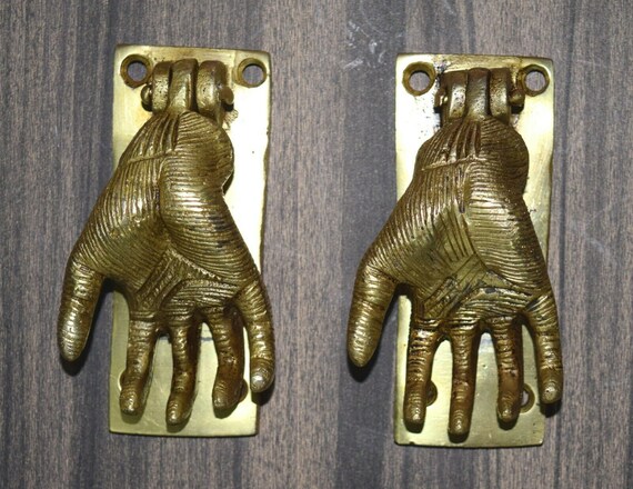 Monk Hand Design Doorbell Hanger Molded Brass Caught Hands - Etsy
